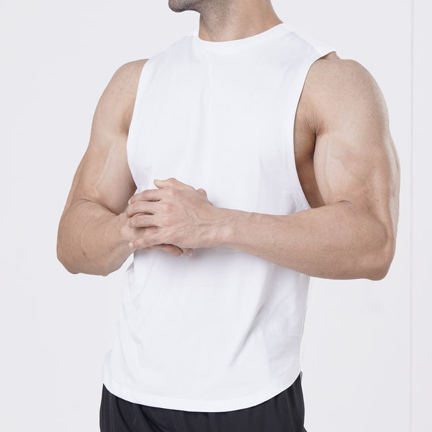 Tf-White Premium Deep Cut Tanks