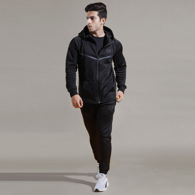 Black Charcoal V-Panel Tracksuit
